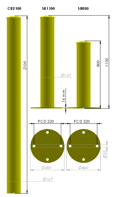 cb2100 Bollard - inground